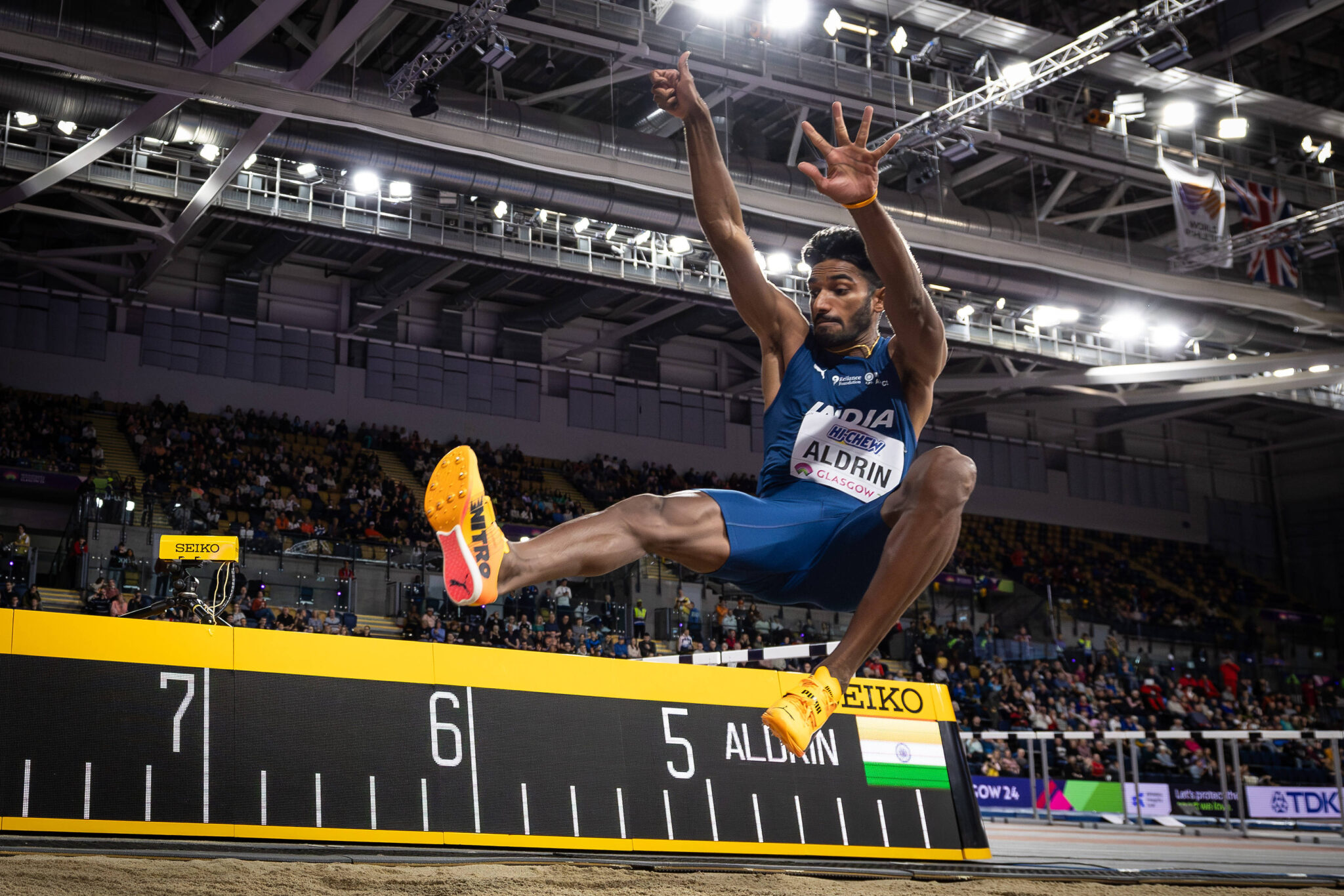 National record holder in long jump, Aldrin fails miserably at World ...